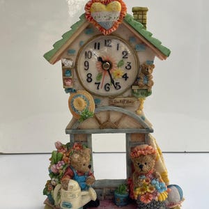 Vintage Sweet Home Teddy Bear Family Table Clock - Etsy