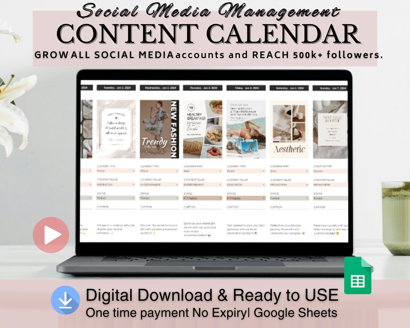 Content Planner | Social Media Content Calendar, Social Media Manager ...