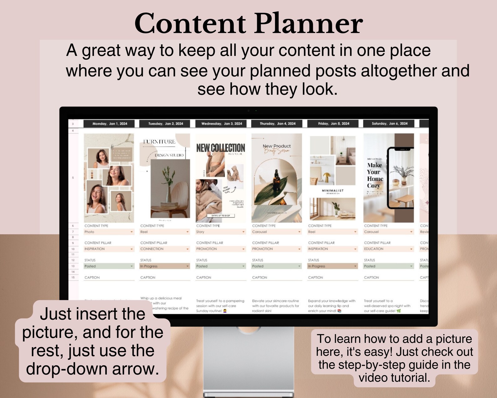 Content Planner | Social Media Content Calendar, Social Media Manager ...