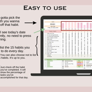 Habit Tracker Spreadsheet| Digital Daily To-do List Template Habit ...
