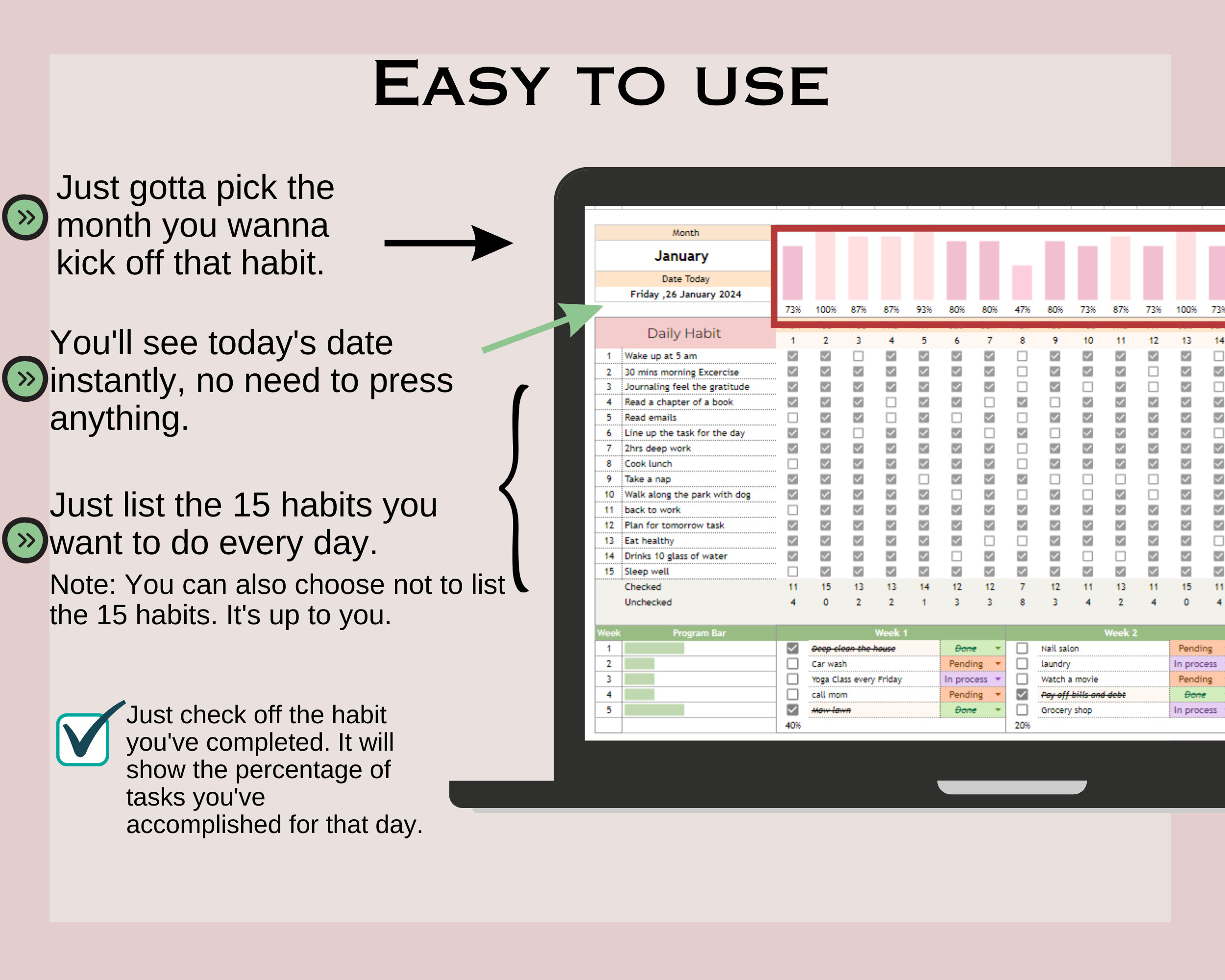 Habit Tracker Spreadsheet Digital Daily To-do List Template Habit ...