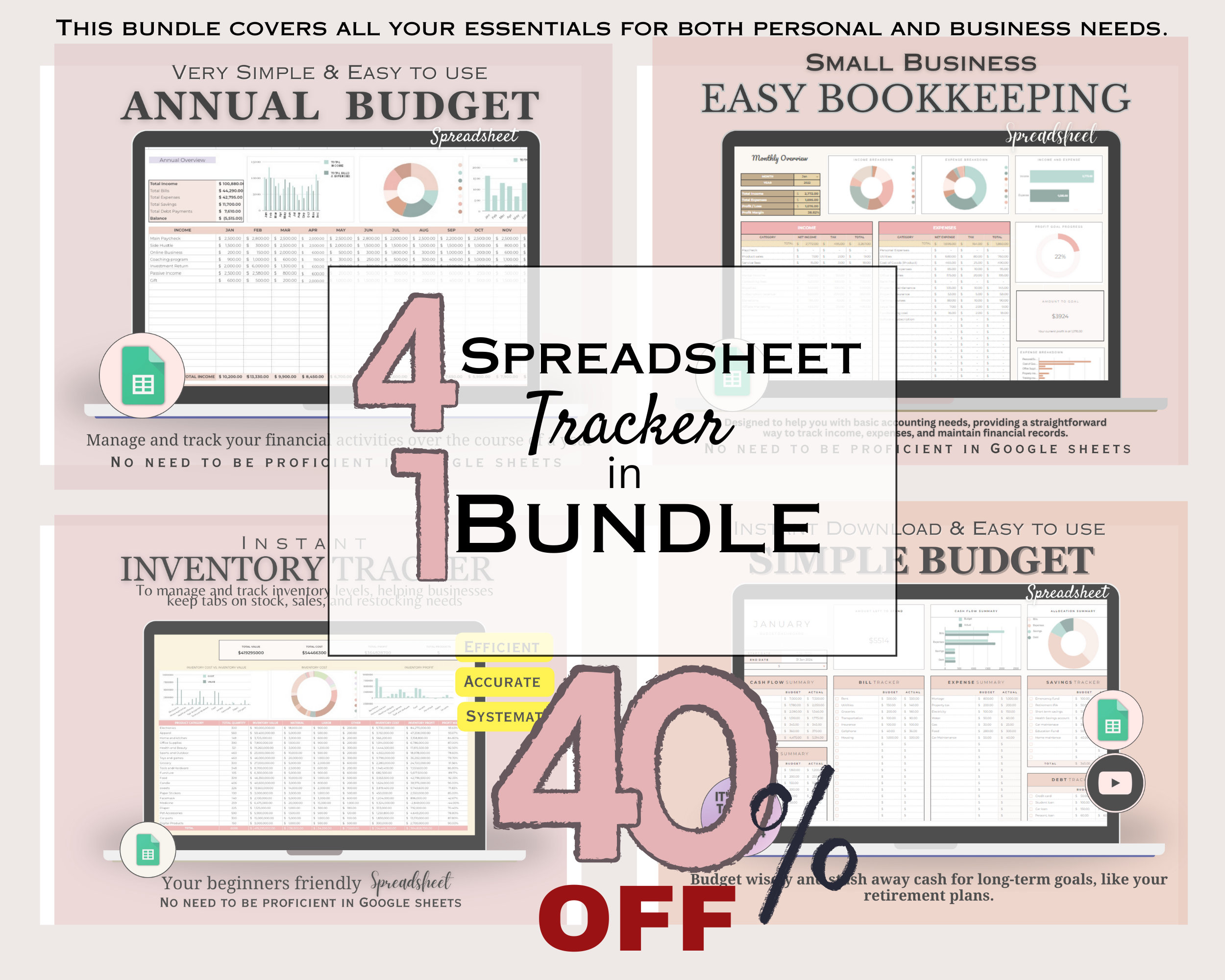 Small Business Bundle Budget Spreadsheet Small Business Bookkeeping ...
