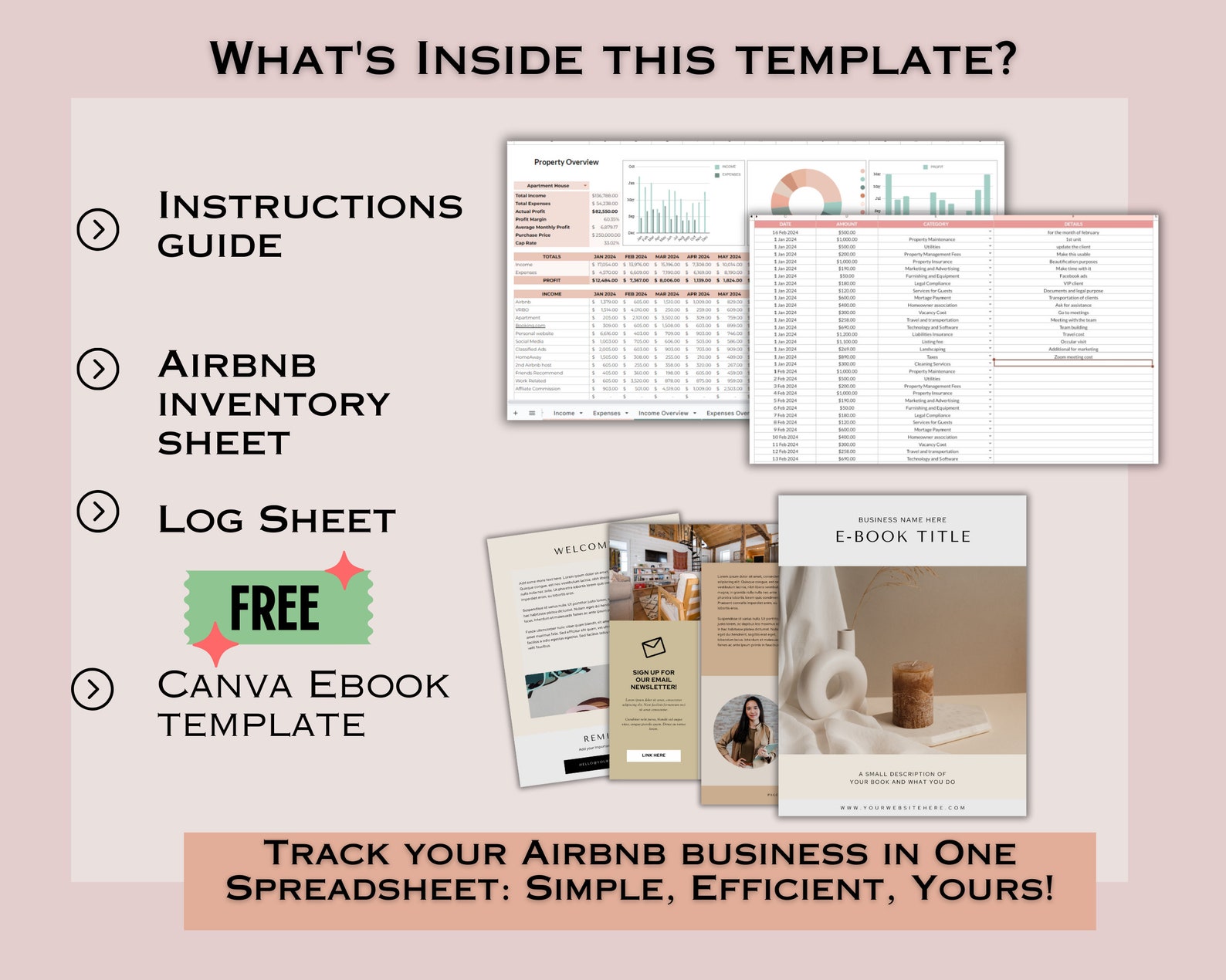 Airbnb Template Rental Property Bookkeeping Spreadsheet | Income and ...
