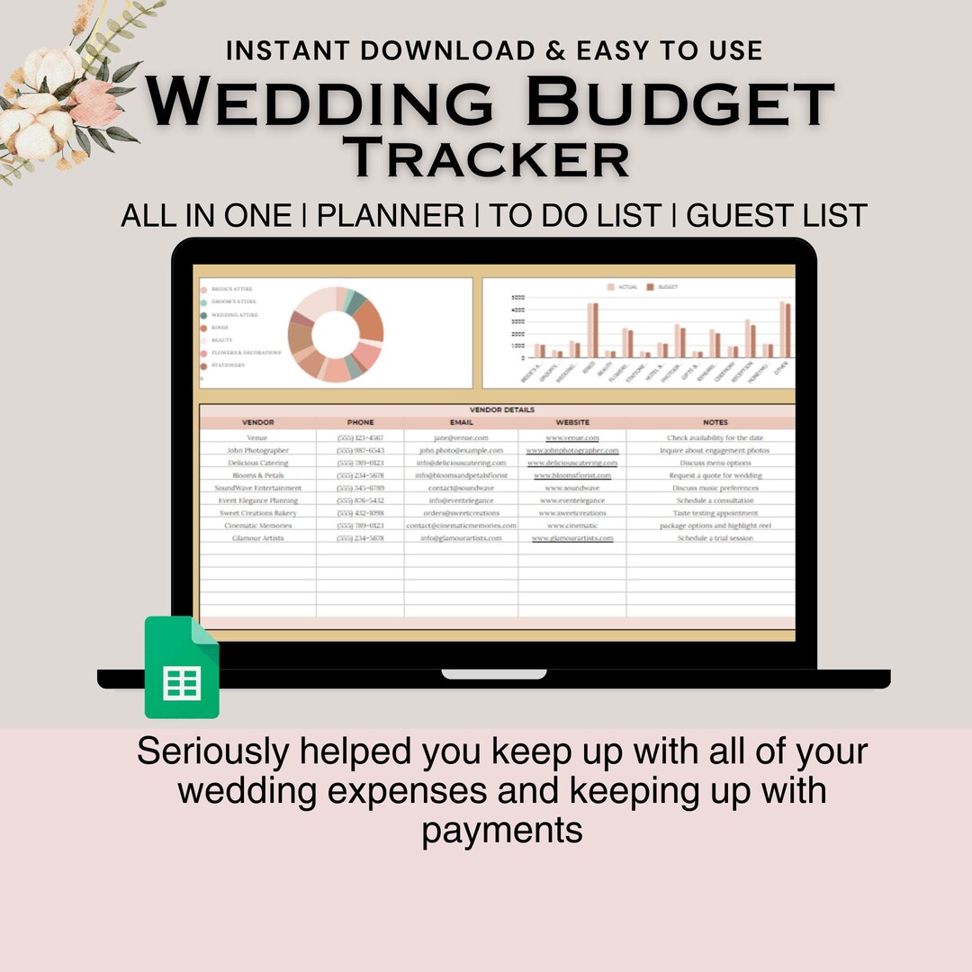Wedding Budget Wedding Budget Tracker, Wedding Planning Template ...
