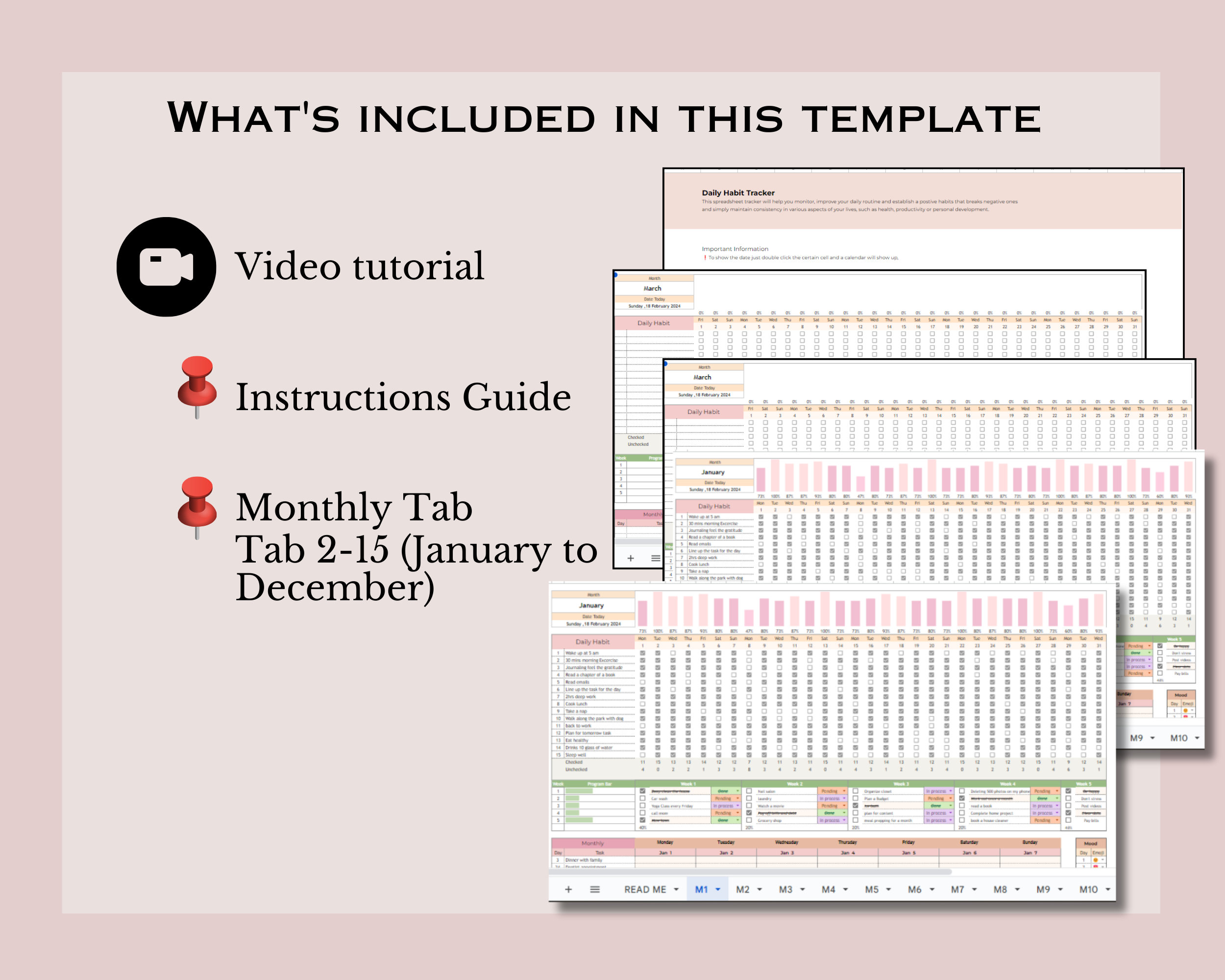 Habit Tracker Spreadsheet Digital Daily To-do List Template Habit ...