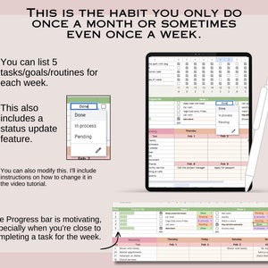 Habit Tracker Spreadsheet| Digital Daily To-do List Template Habit ...