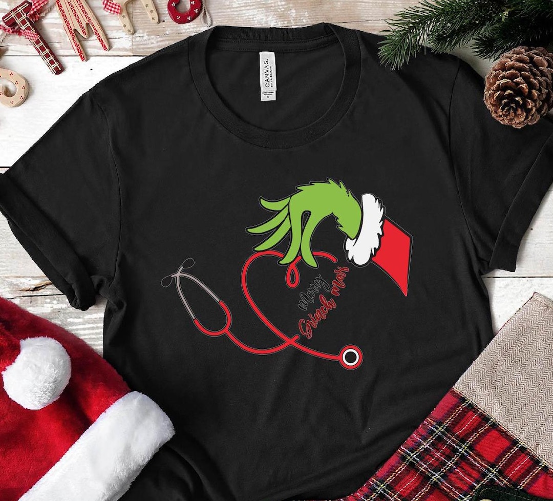 Grinch Stethoscope Shirt, Funny Grinch Doctor Christmas Shirt, Grinch ...