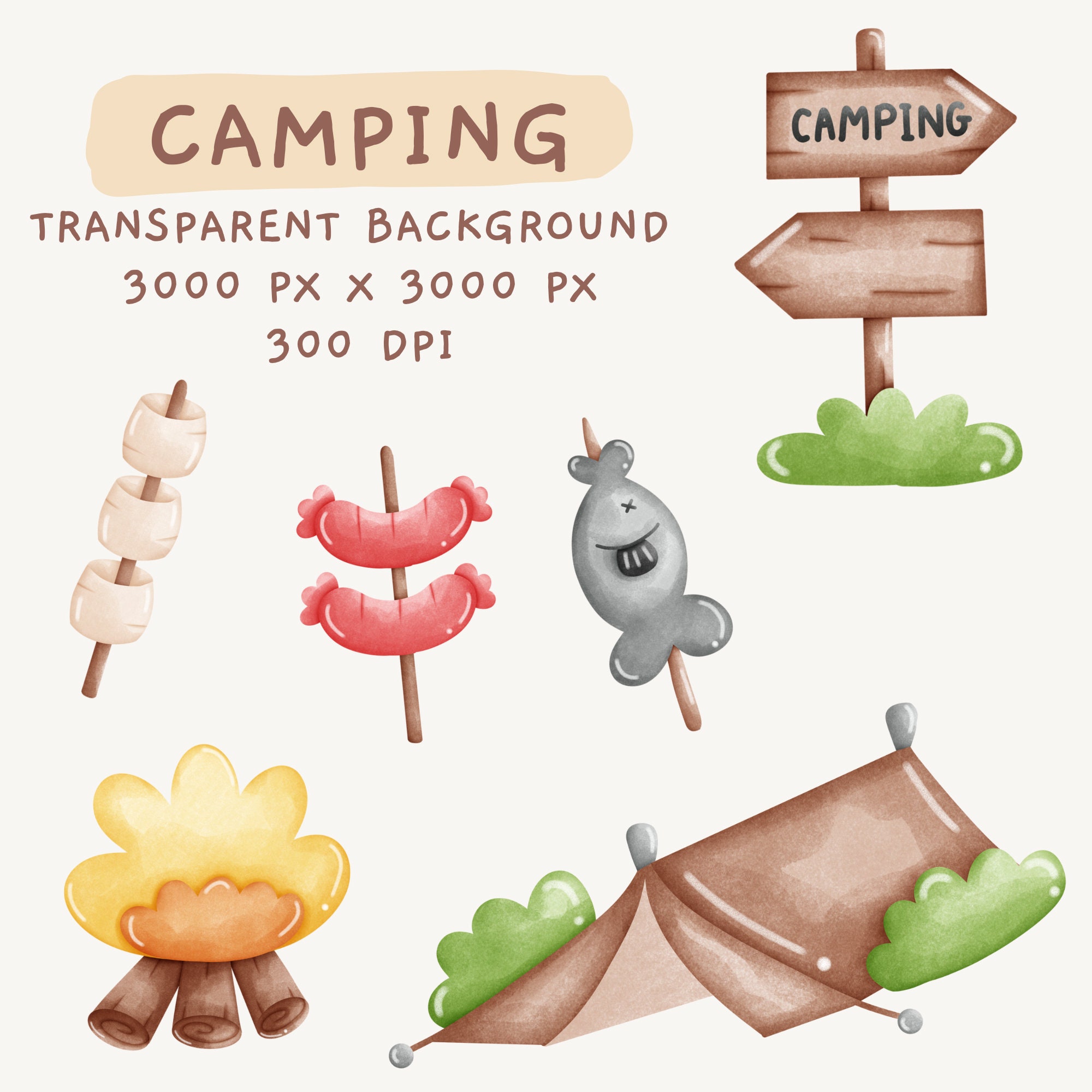Camping , Camping Clipart , Camp Clipart , Woods , Watercolor Camping ...