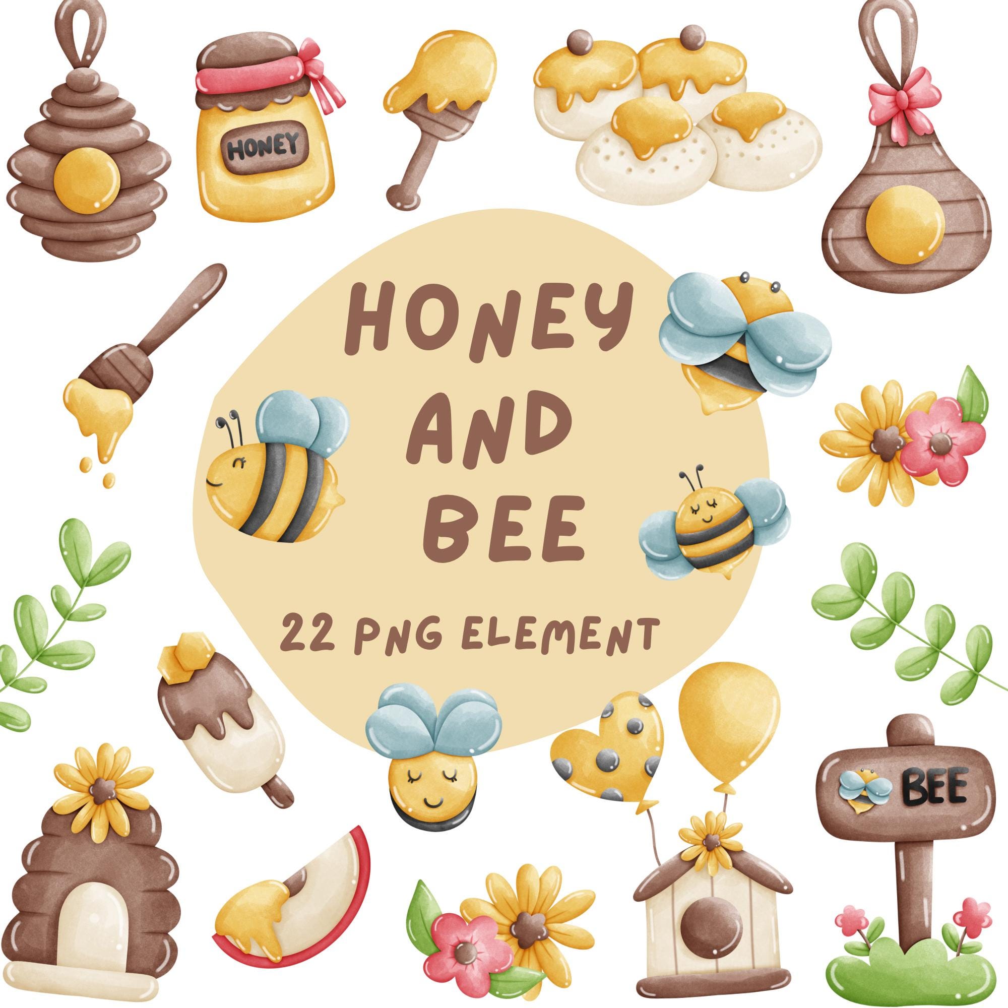 Bee Clipart Png, Honeybee Watercolor Clipart , Honey Clipart , Desert ...
