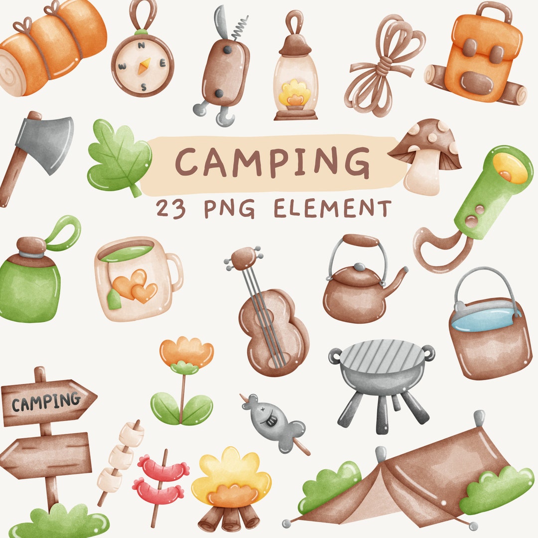Camping , Camping Clipart , Camp Clipart , Woods , Watercolor Camping ...