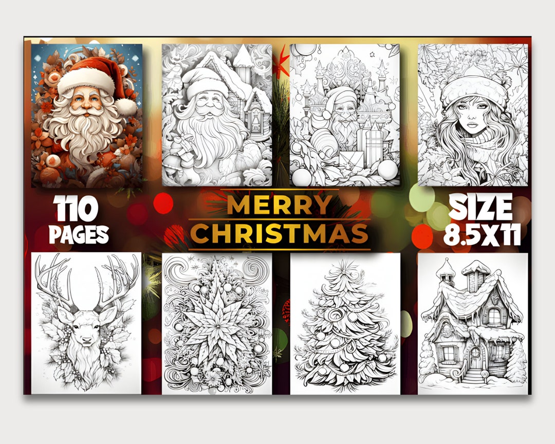 110 Christmas Coloring Pages Winter Coloring Stress Relief Printable ...