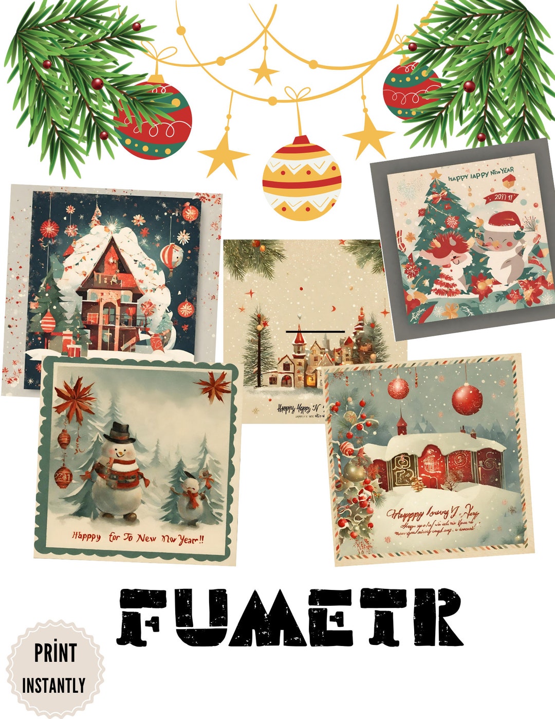 Christmas Card Bundle Instant Download Printable Funny Digital ...