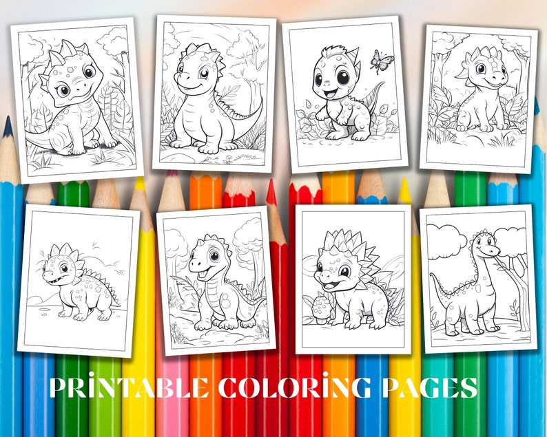 50 Easy Dinosaur Coloring Pages for Kids Toddlers Preschoolers Toddlers ...