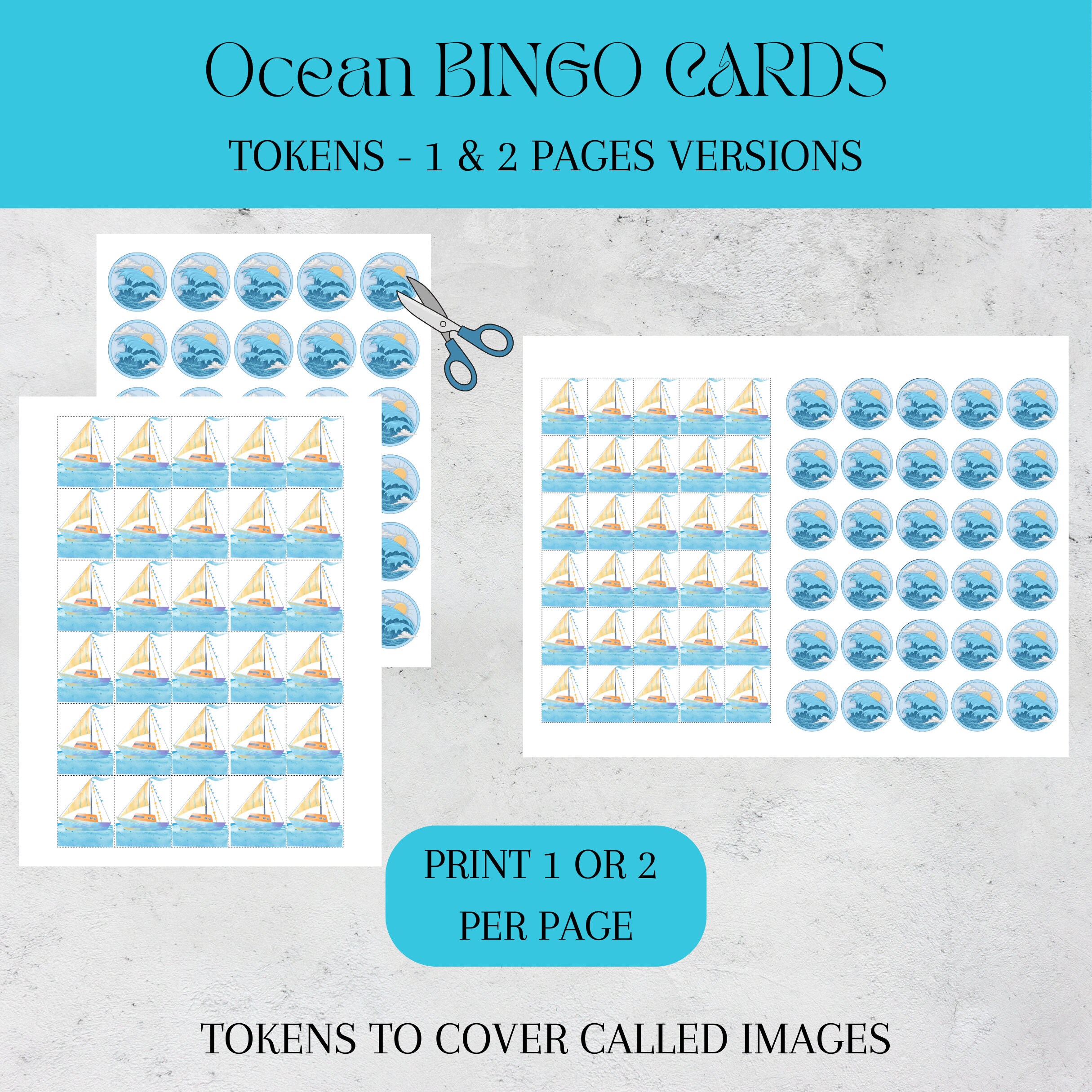Ocean Bingo, Under the Sea Bingo, 30 Printable Ocean Bingo Cards, Ocean ...
