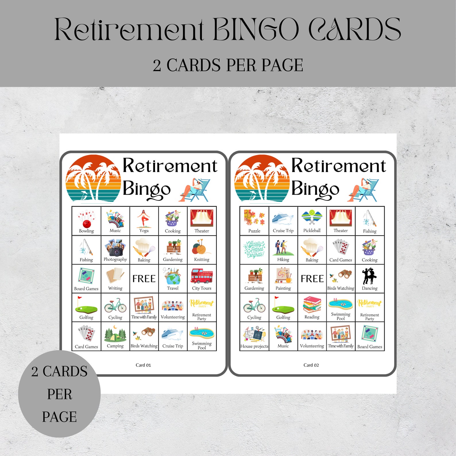 Retirement Bingo, 30 Retirement Bingo Cards, Retirement Activity ...