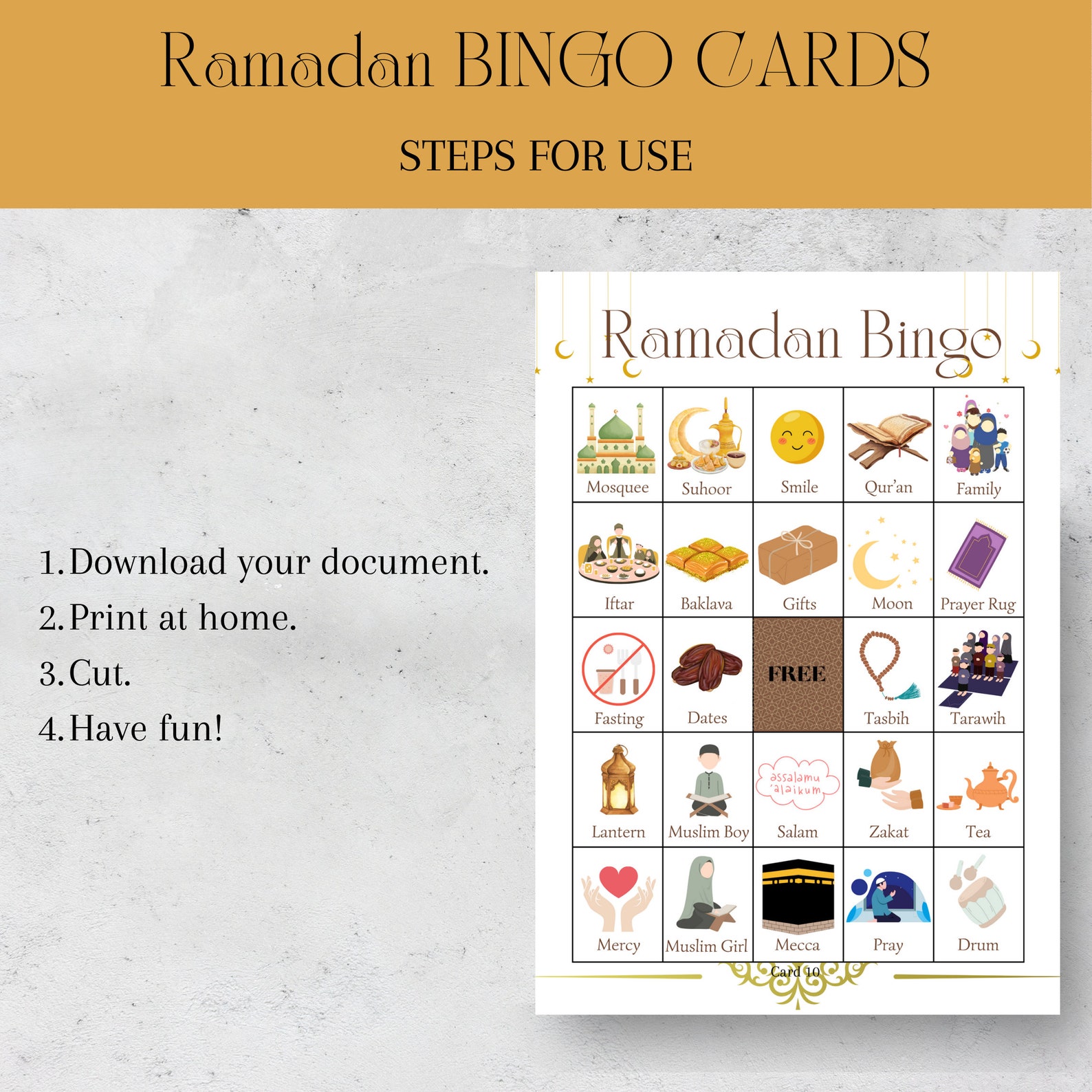 Ramadan Bingo Cards, 30 Printable Bingo Cards, Printable Bingo, Ramadan ...