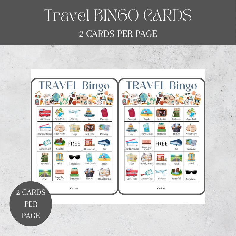 Travel Bingo, 30 Travel Bingo Cards, Road Trip Game, Travel Game ...