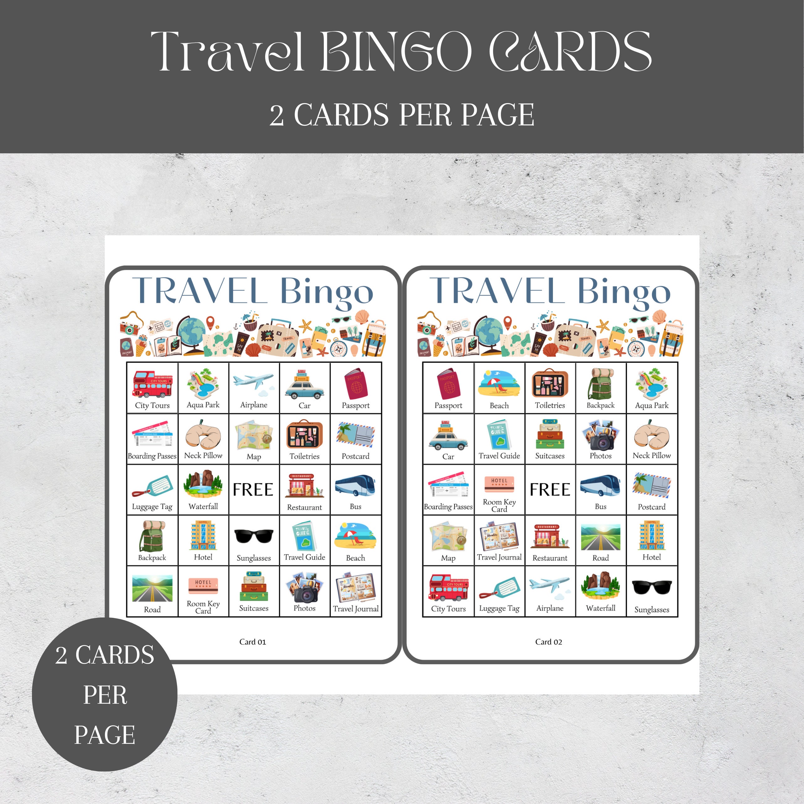 Travel Bingo, 30 Travel Bingo Cards, Road Trip Game, Travel Game ...
