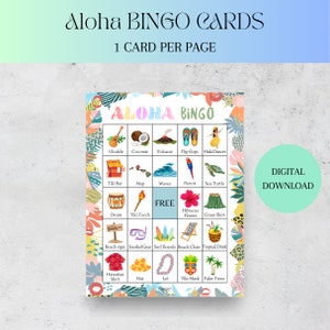 Aloha Bingo, Luau Bingo, Hawaiian Bingo, 30 Printable Luau Bingo Cards ...