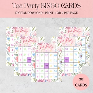 Tea Party Bingo, 30 Printable Tea Party Bingo Cards, Tea Party Game ...