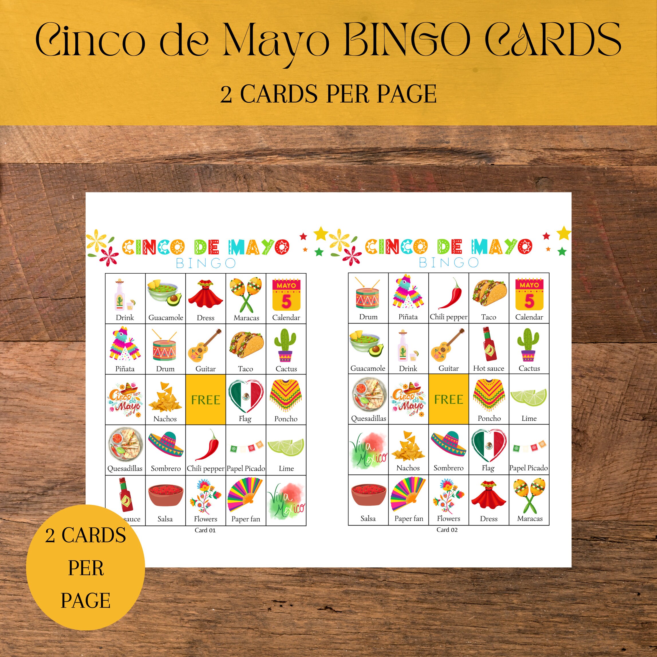 Fiesta Bingo, 30 Printable Fiesta Bingo Cards, Fiesta Activity for Kids ...