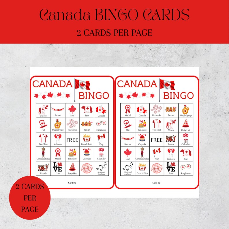 Canada Bingo, 30 Canada Bingo Cards, Canada Day Activity, Canadian ...