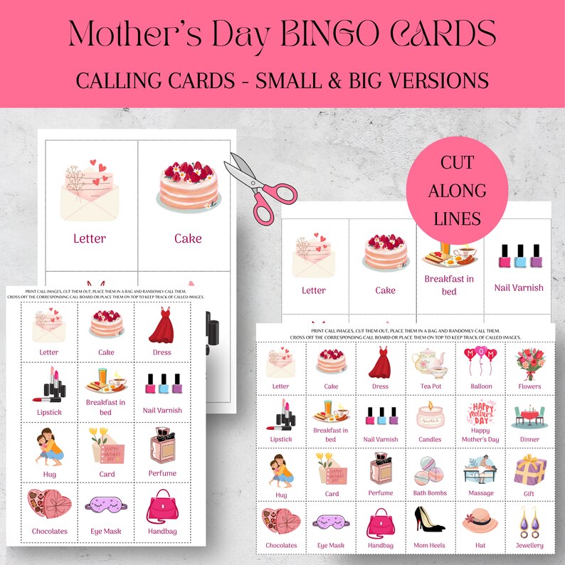 Printable Mother's Day Bingo, 30 Mother's Day Bingo Cards, Mother's Day ...