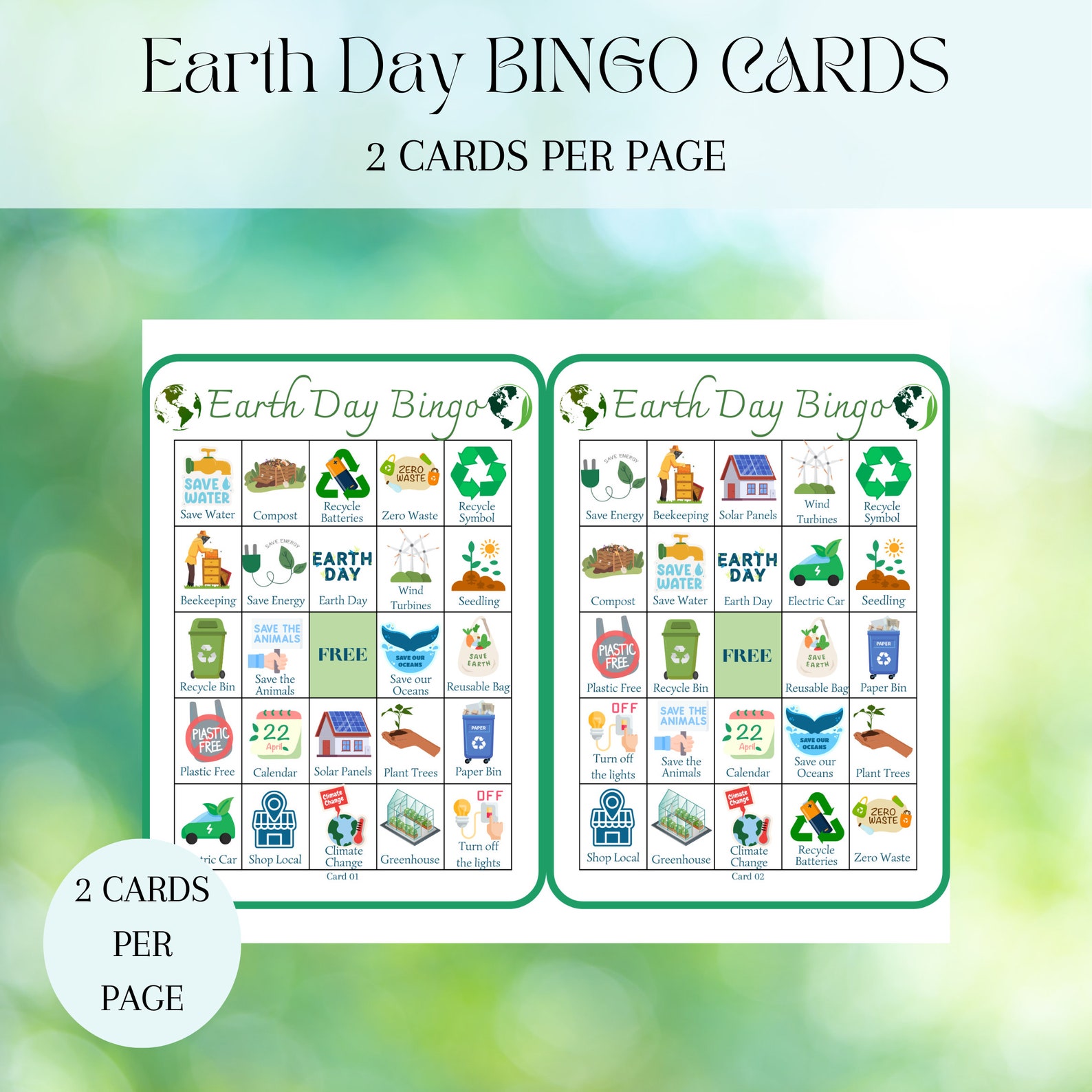 Earth Day Bingo, Earth Day Game, Earth Day Party Activity, Earth Day ...