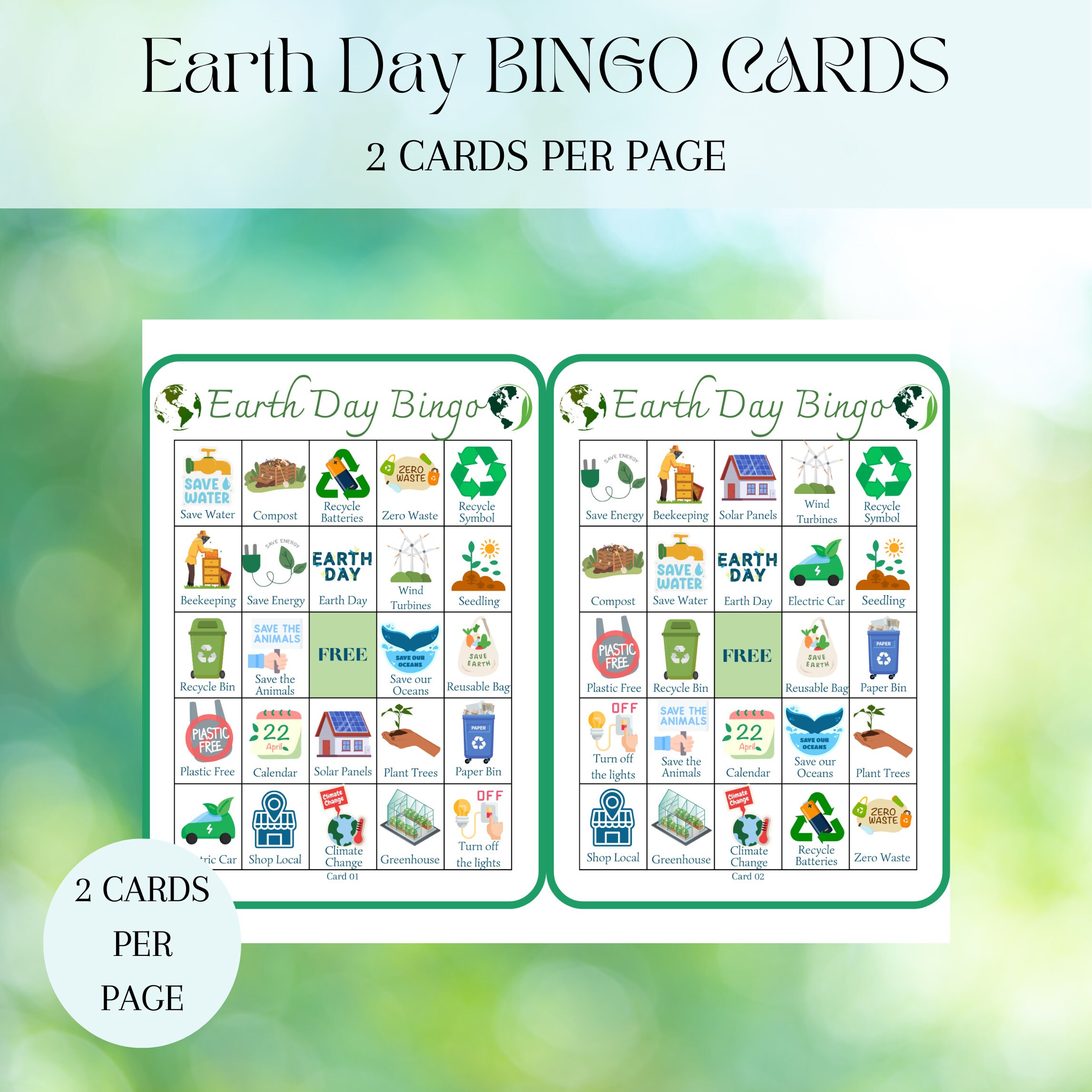 Earth Day Bingo, Earth Day Game, Earth Day Party Activity, Earth Day ...