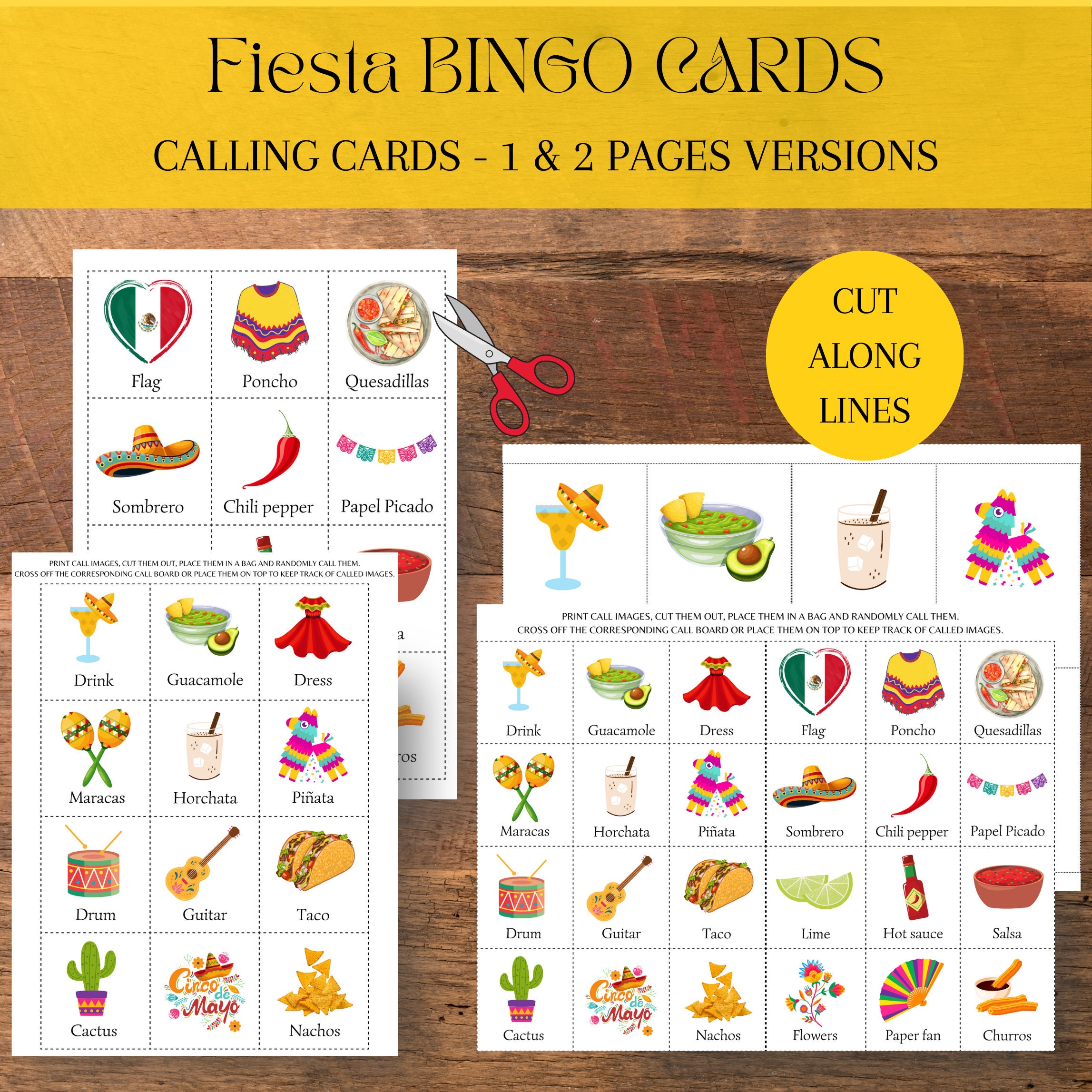 Fiesta Bingo, 30 Printable Fiesta Bingo Cards, Fiesta Activity for Kids ...