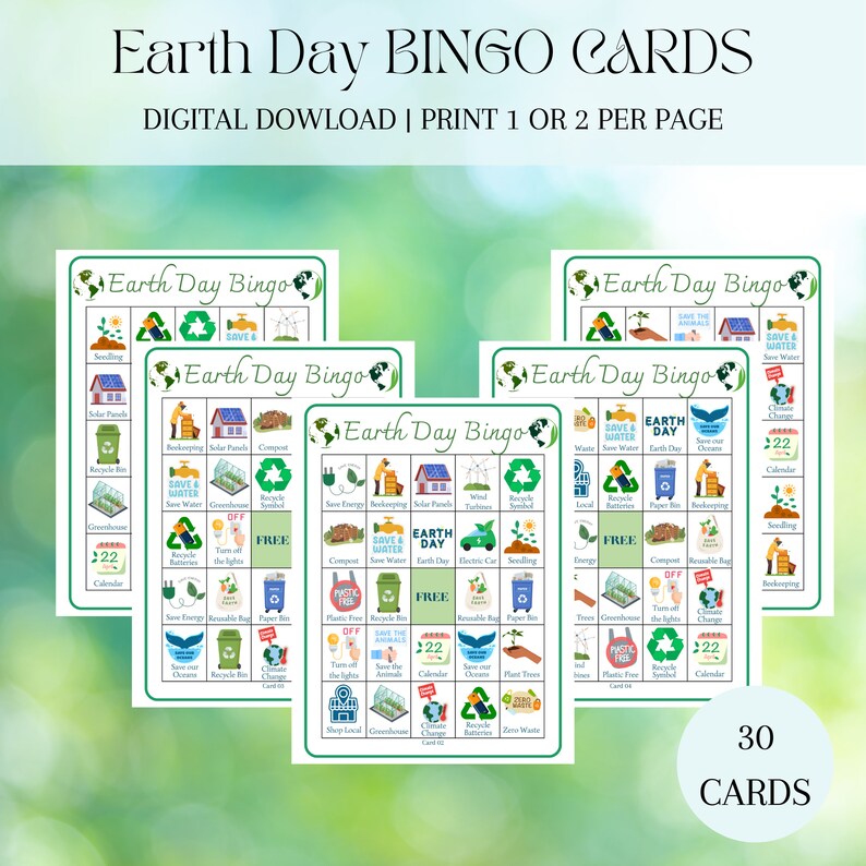 Earth Day Bingo, Earth Day Game, Earth Day Party Activity, Earth Day ...