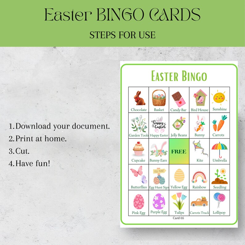 Easter Bingo 30 Printable Easter Bingo Cards Easter Activity for Kids ...