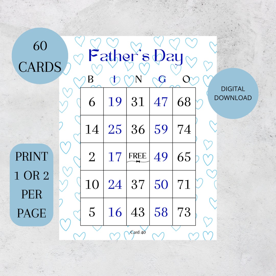 Father's Day Bingo, 60 Father's Day Bingo Cards, Printable Father's Day ...
