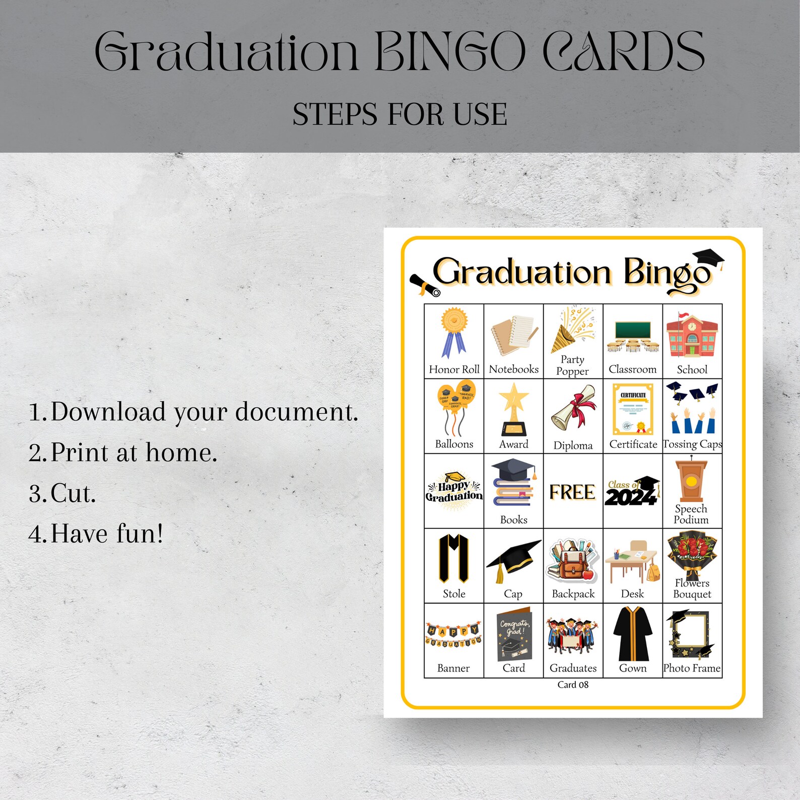 Graduation Bingo, 30 Graduation Bingo Cards, Graduation Party Ideas ...