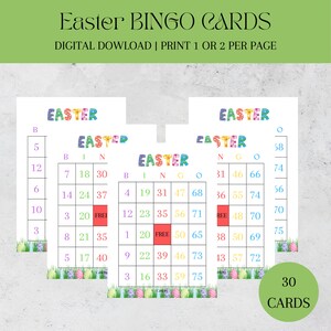 Easter Bingo 30 Printable Easter Bingo Cards Easter Activity for Kids ...