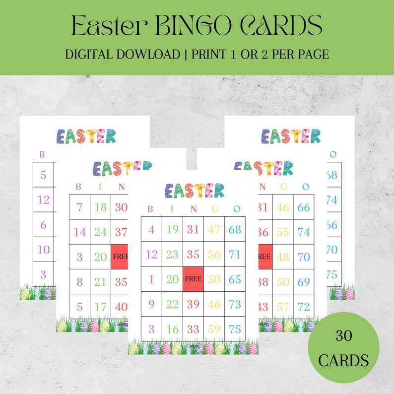 Easter Bingo 30 Printable Easter Bingo Cards Easter Activity for Kids ...