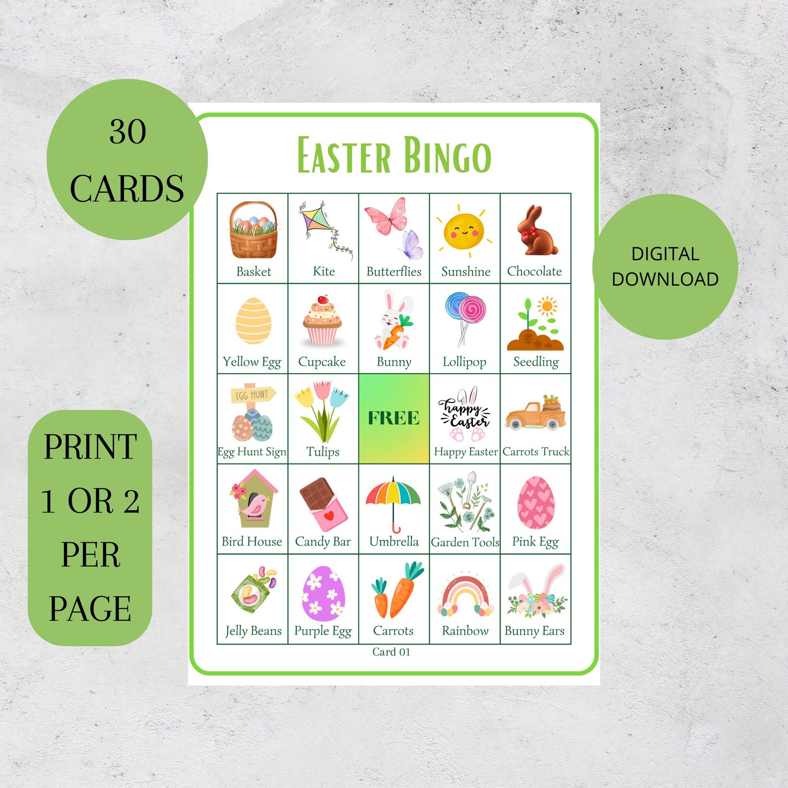 Easter Bingo 30 Printable Easter Bingo Cards Easter Activity for Kids ...