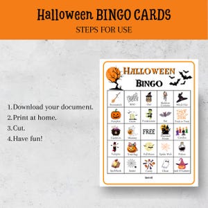 Halloween Bingo, 30 Halloween Bingo Cards, Halloween Games, Kids ...