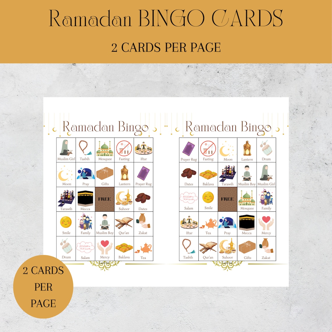 Ramadan Bingo Cards, 30 Printable Bingo Cards, Printable Bingo, Ramadan ...
