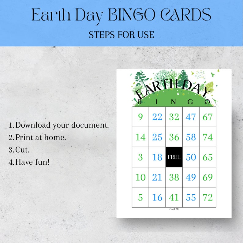 Earth Day Bingo, Earth Day Game, Earth Day Party Activity, Earth Day ...