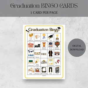 Graduation Bingo, 30 Graduation Bingo Cards, Graduation Party Ideas ...