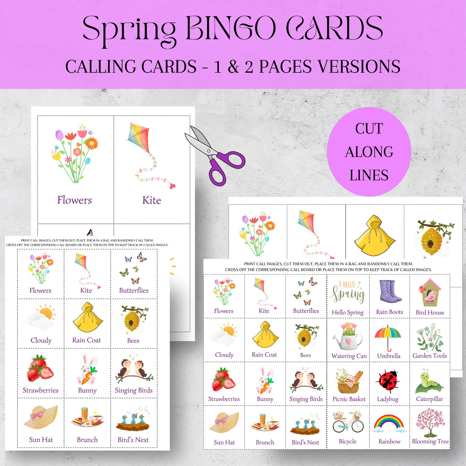 Printable Spring Bingo, 30 Spring Bingo Cards, Spring Bingo Kids ...