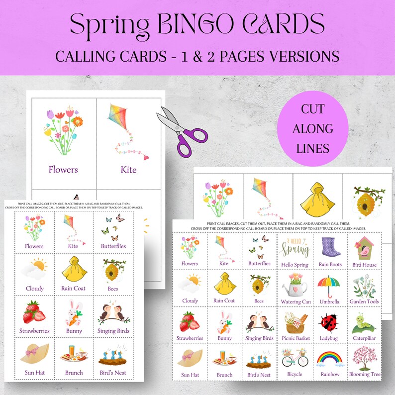Printable Spring Bingo, 30 Spring Bingo Cards, Spring Bingo Kids ...