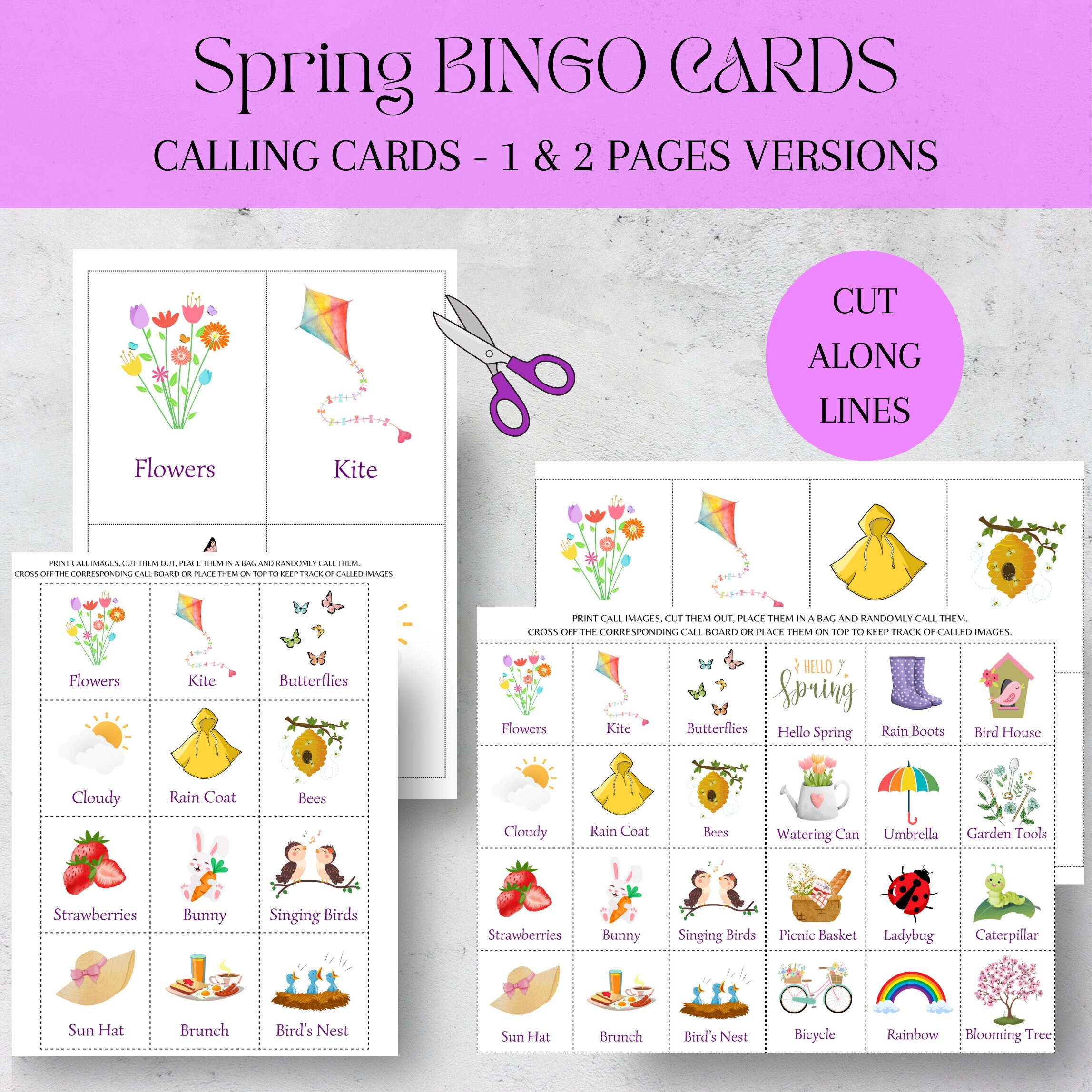 Printable Spring Bingo, 30 Spring Bingo Cards, Spring Bingo Kids ...