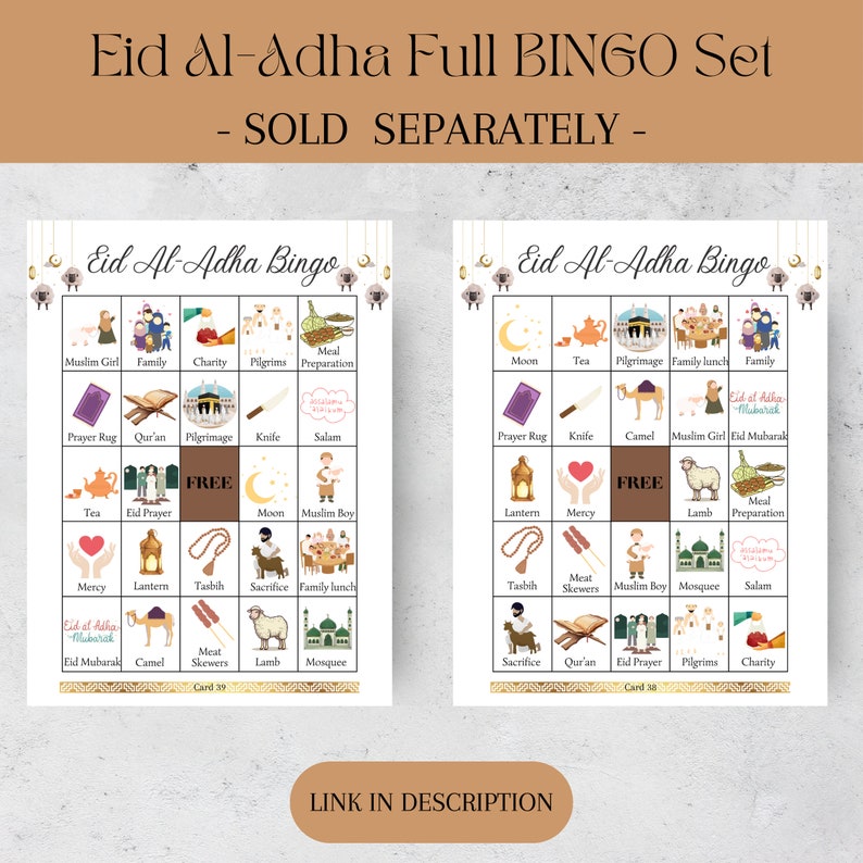 Eid Al-adha Bingo Cards, EXTRA 30 Printable Bingo Cards SET, Printable ...