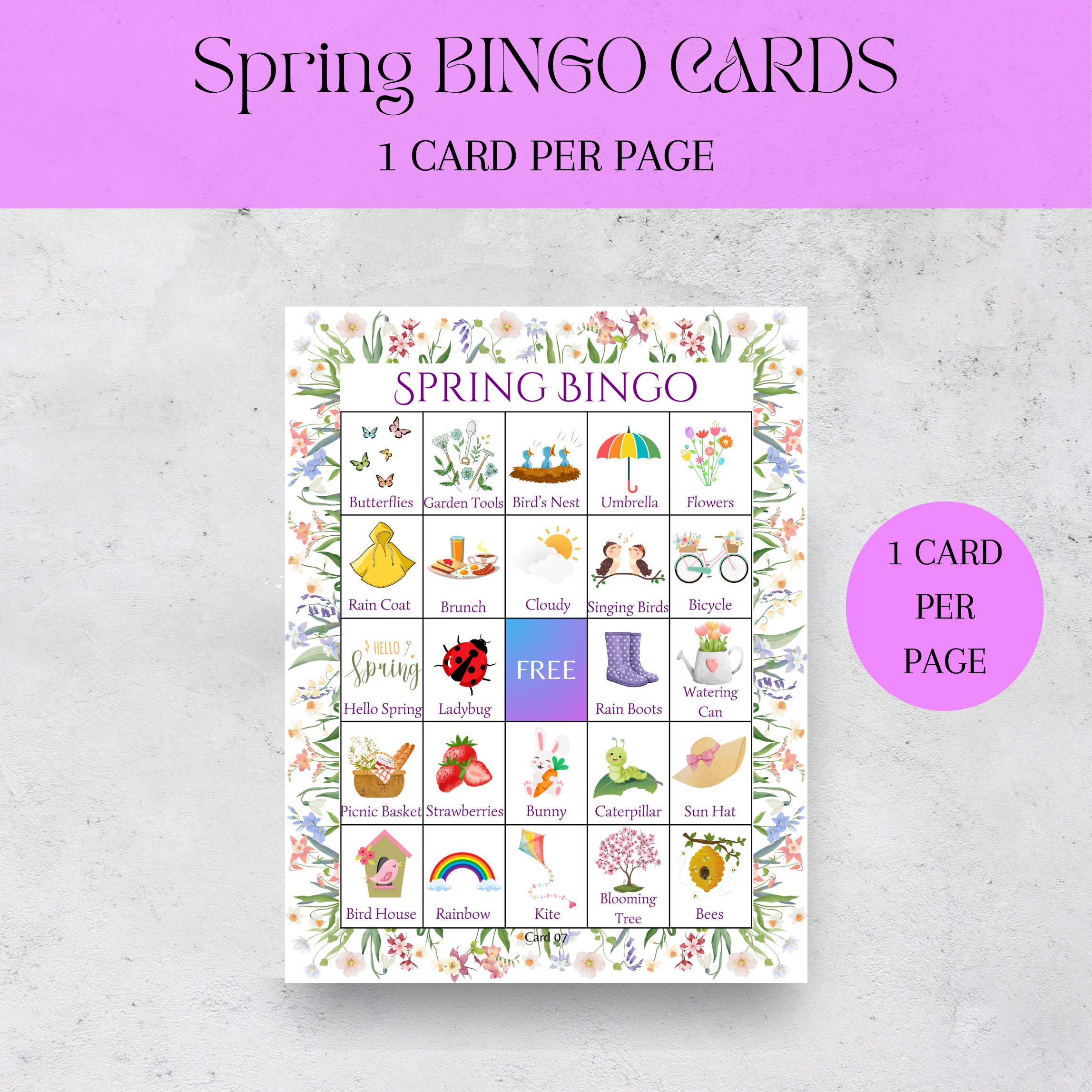 Printable Spring Bingo, 30 Spring Bingo Cards, Spring Bingo Kids ...