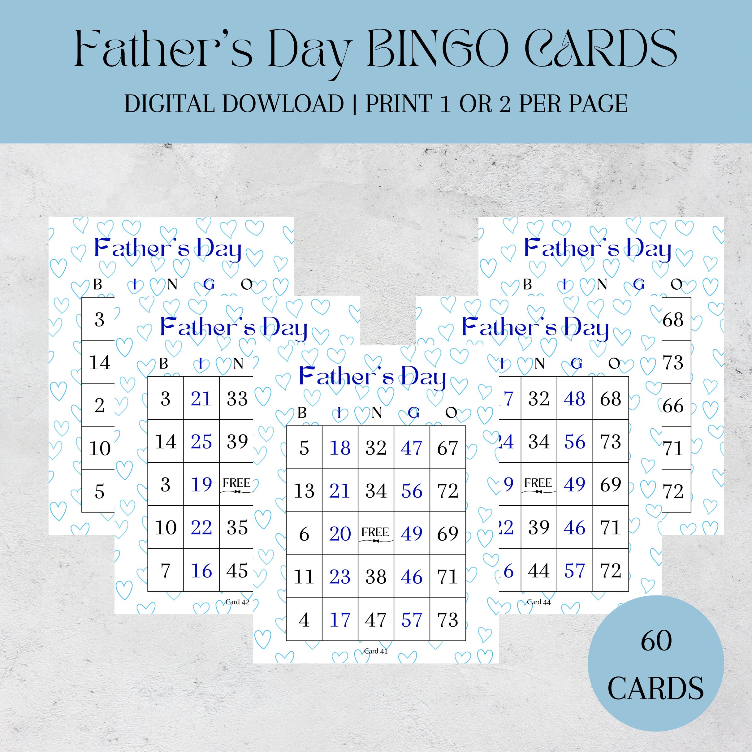 Father's Day Bingo, 60 Father's Day Bingo Cards, Printable Father's Day ...