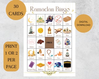 Eid Al-adha Bingo Cards, 30 Printable Bingo Cards, Printable Bingo, Eid ...