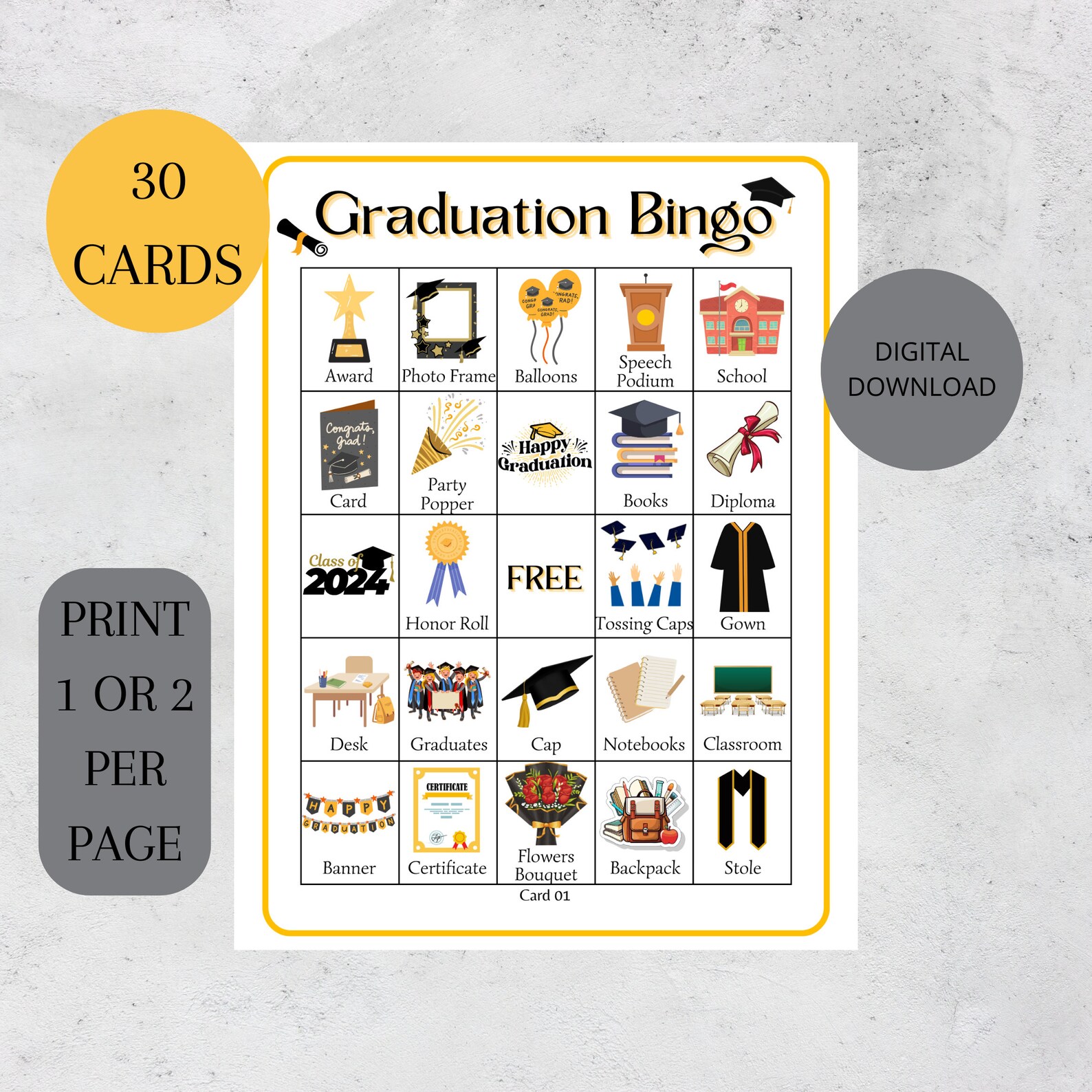 Graduation Bingo, 30 Graduation Bingo Cards, Graduation Party Ideas ...