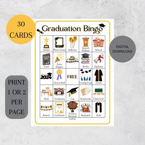 Graduation Bingo, 30 Graduation Bingo Cards, Graduation Party Ideas ...